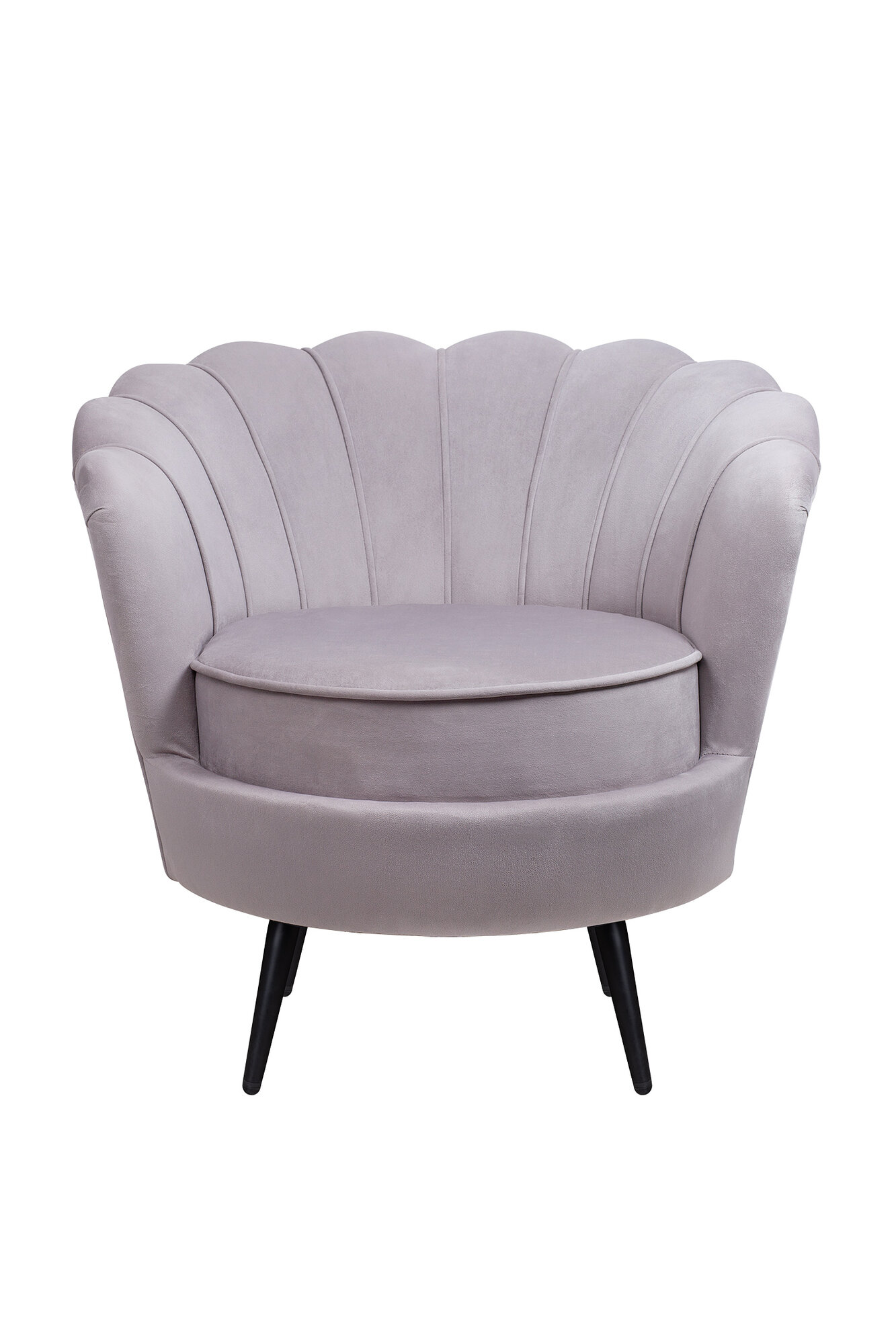 Кресло ракушка Mak-interior, Pearl grey, дизайнерское для дома, серого цвета с черными ножками