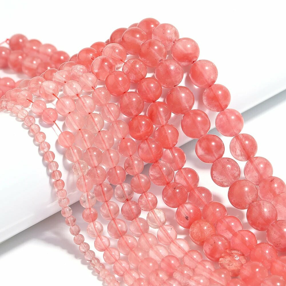Бусины розовые 4 мм, 95 шт, Watermelon Red Stone