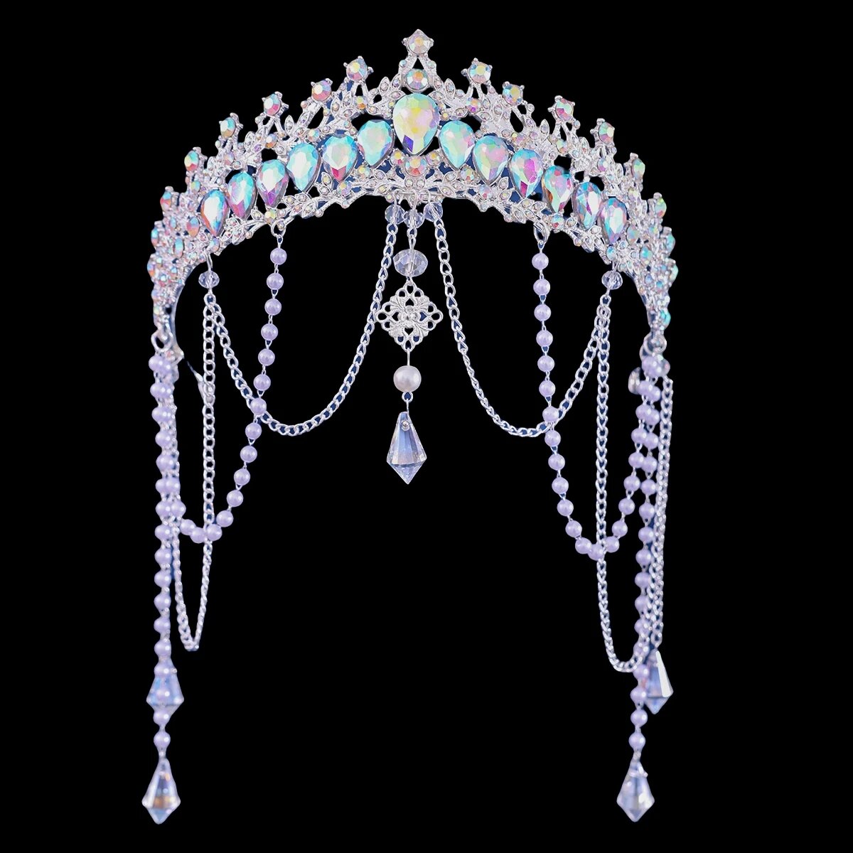 Серебряная хрустальная корона-тиара