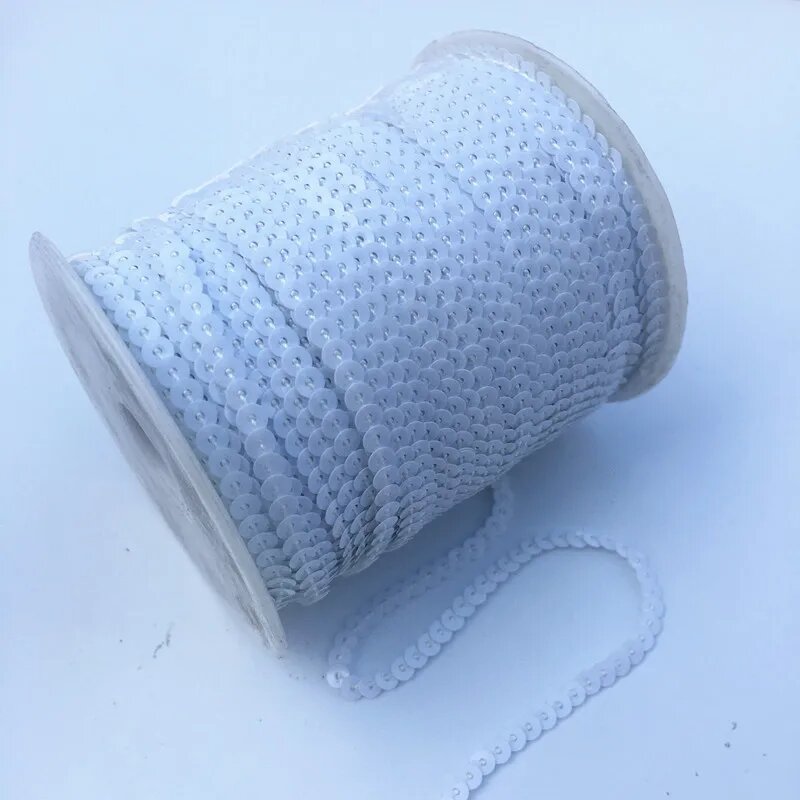Лента из пайеток белая, 6 мм, 100 ярдов, Color: Голубой, White
