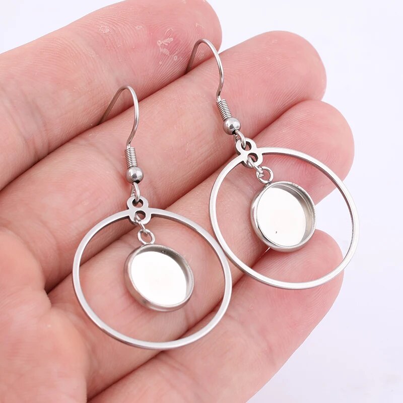 Сережки-кольца из нержавеющей стали, цвет: round hoop