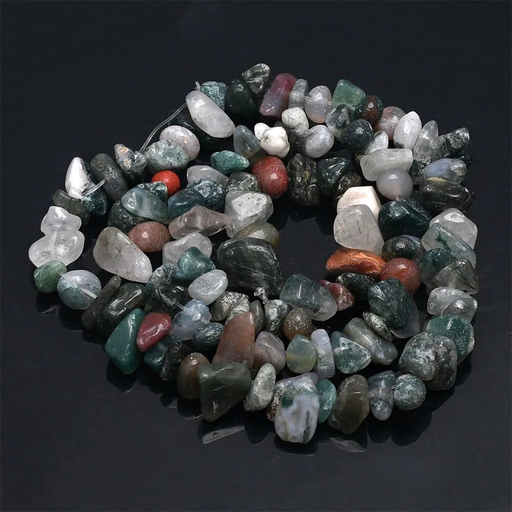 Бусины из индийского агата, изумрудные, 5-8 мм