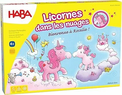 Детская настольная игра Haba - "Единороги в облаках: Добро пожаловать, Розали!" кооперативная гоночная игра, от 4 лет - 302768