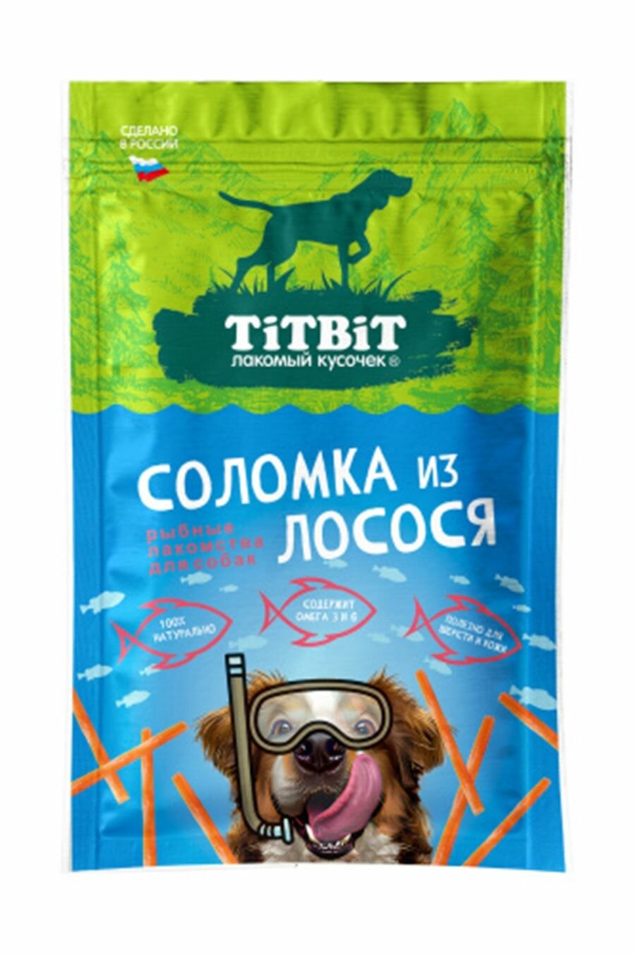 Соломка из лосося для собак 80 г Титбит