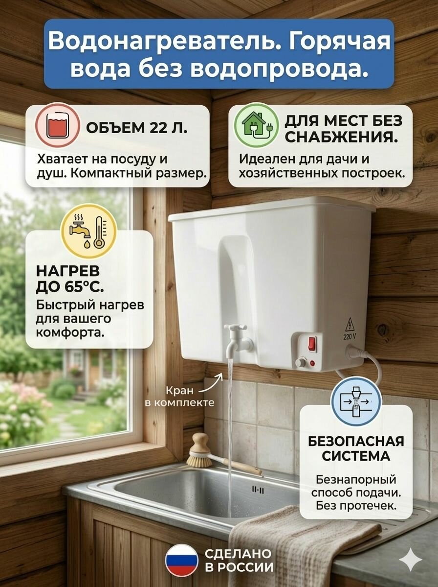 Водонагреватель накопительный ЭлБЭТ ЭВБО-22, белый