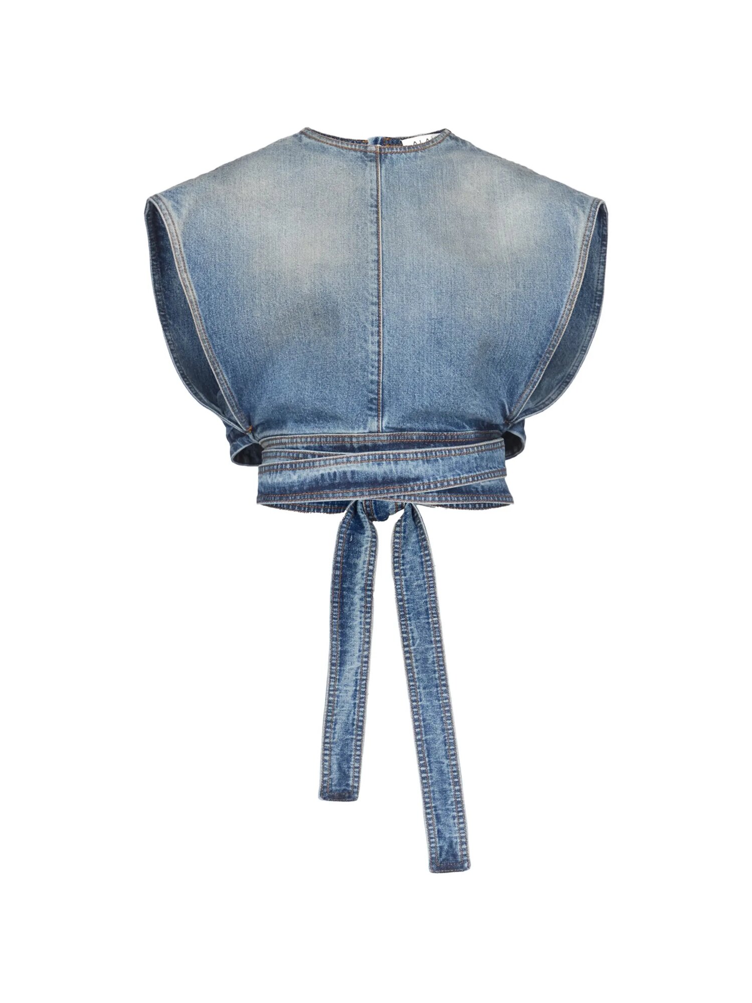Топ Belted denim crop top