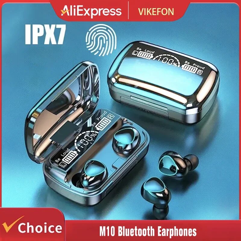 Беспроводные наушники M10 TWS Bluetooth, зарядный кейс 2500 мАч, беспроводные наушники с микрофоном, стереозвук 9D, спортивные водонепроницаемые внутриканальные наушники.