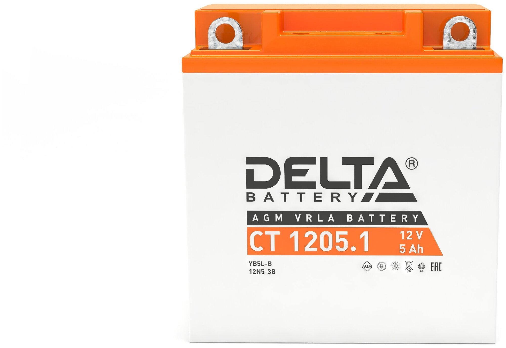 Аккумулятор Delta CT 1205.1 5Ah 12V 65A (-+) 120х61х129 YB5L-B, 12N5-3B
