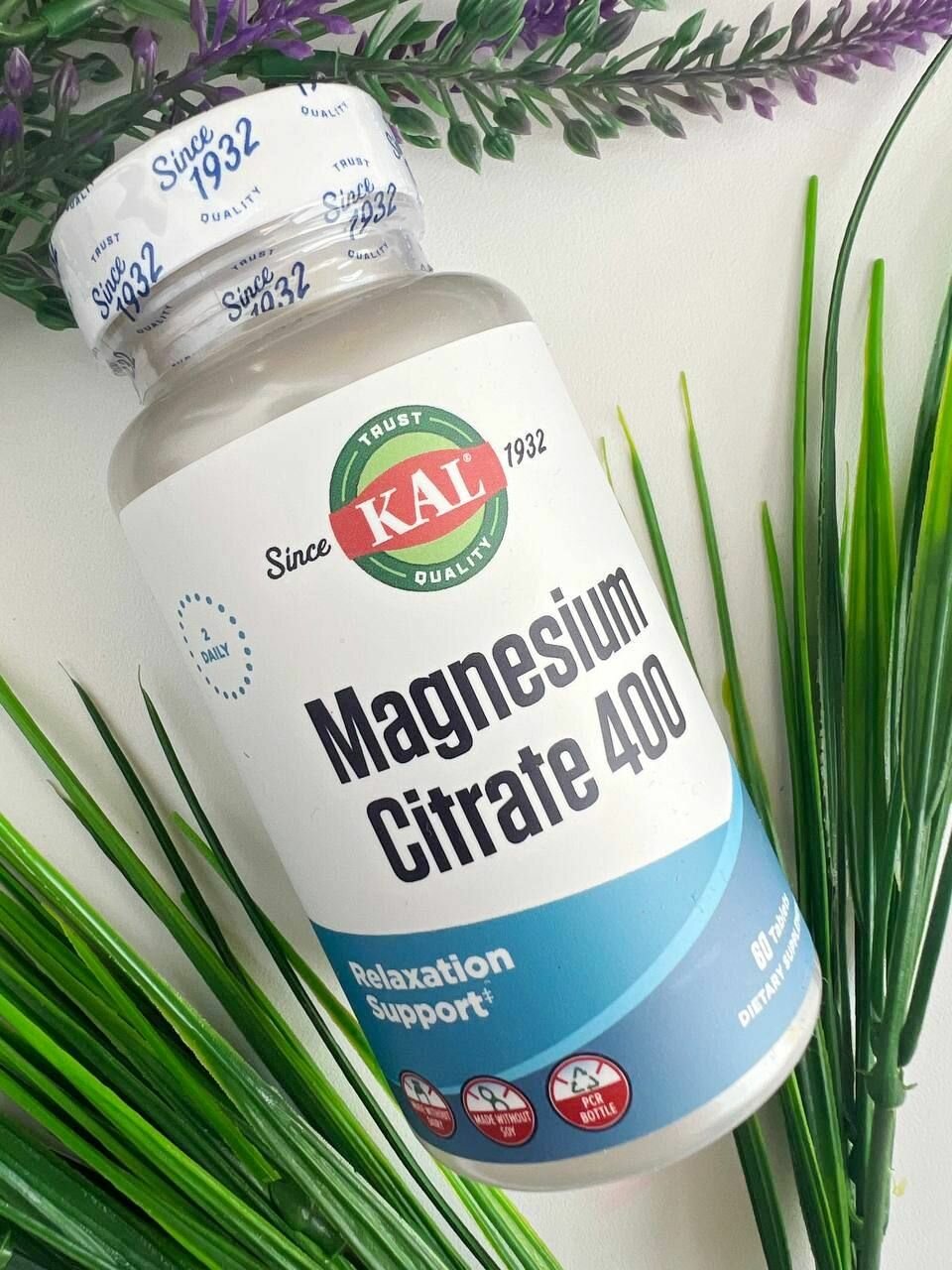 Цитрат магния KAL Magnesium Citrate, для нервной системы, 400мг, 60шт