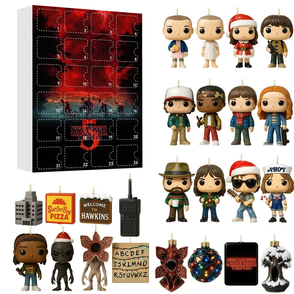 Фигурка Stranger Things Advent Calendar, коллекционная, 24 шт, акрилик, для поклонников сериала — фото 1