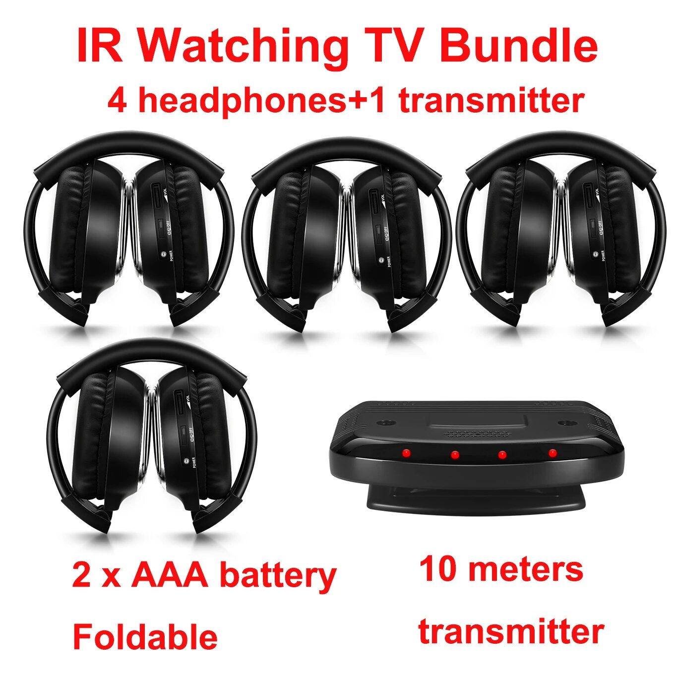 Инфракрасные стерео беспроводные передатчики ИК для ПК, ТВ, DVD, совместимые со всеми 1 TX and 4RX