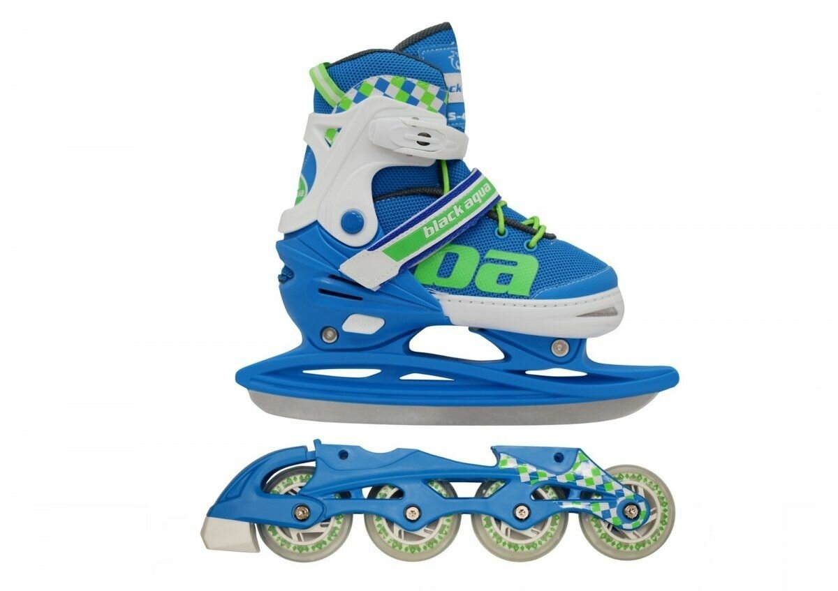 Коньки ролики раздвижные 409 (голубой/салатовый) размер 35-38