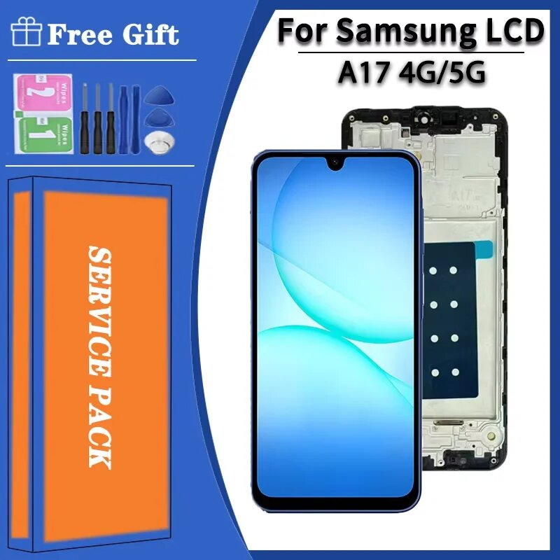 Super AMOLED для Samsung A17 5G A176 SM-A176B ЖК-дисплей с цифровым преобразователем сенсорного экрана в сборе для Samsung A17 4G A175 SM-A175F ЖК-дисплей