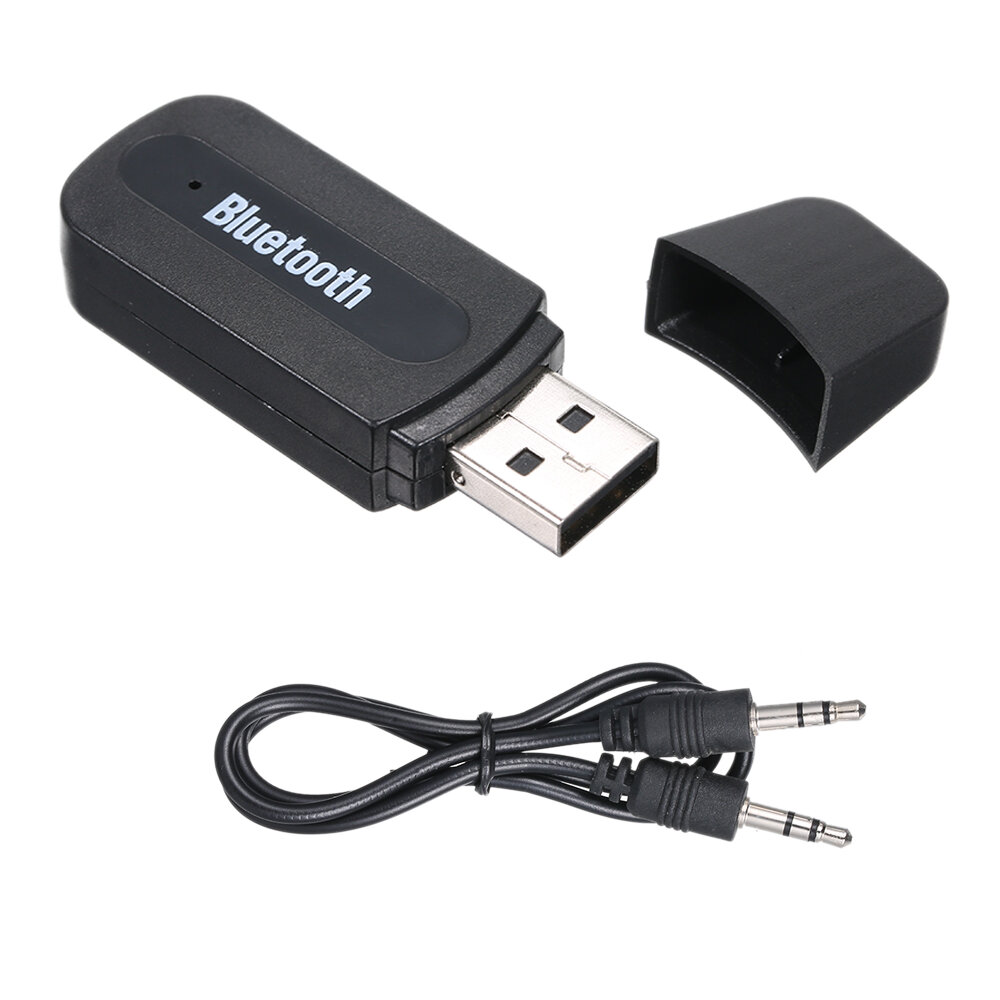 Приемник музыки USB Wireless BT 5.0+EDR 3.5mm Aux Audio Stereo для автомобиля, поддерживающий A2DP V1.2, передача 3 Mbps на 10m, питание 5V DC USB-POWER, пластик+металл, в комплект входят 1 приемник и 1 аудиокабель