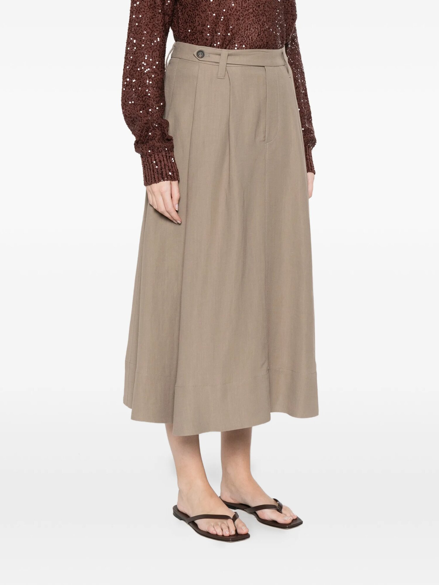 Юбка BRUNELLO CUCINELLI Button-embellished skirt, размер 44 — фото 1