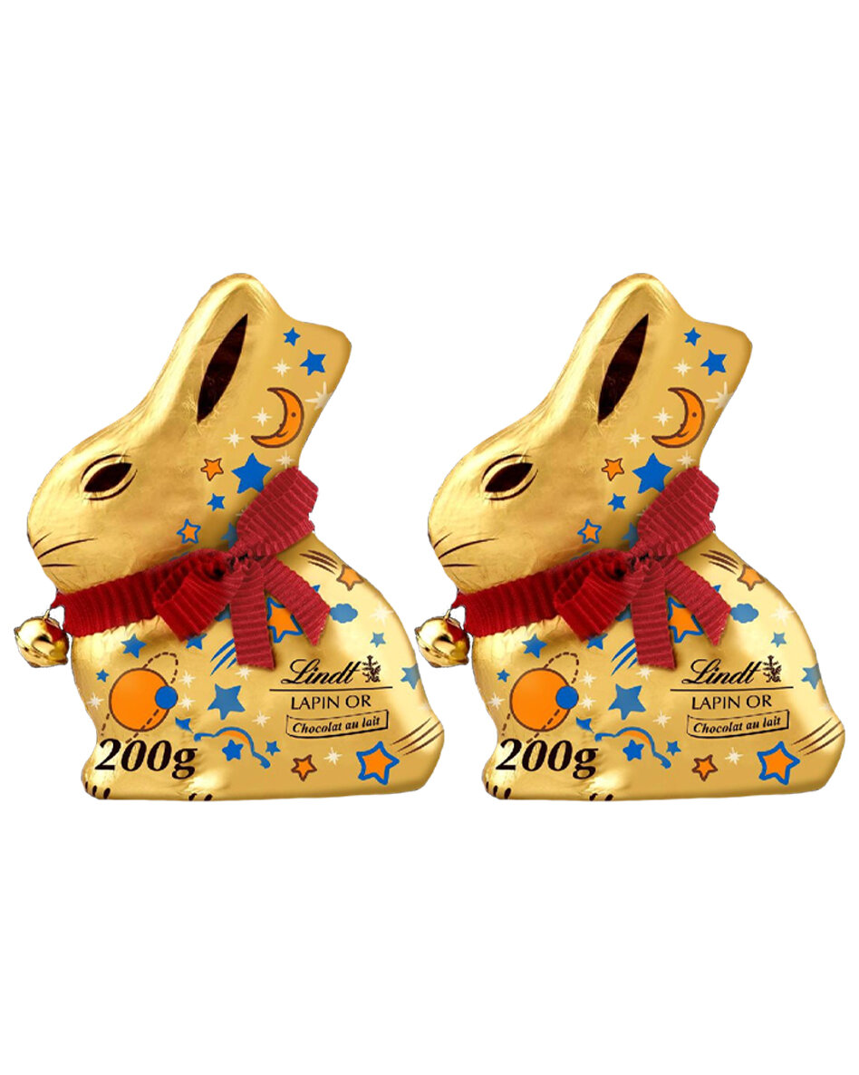 Шоколадный кролик Lindt пасхальная коллекция, 200г х 2шт
