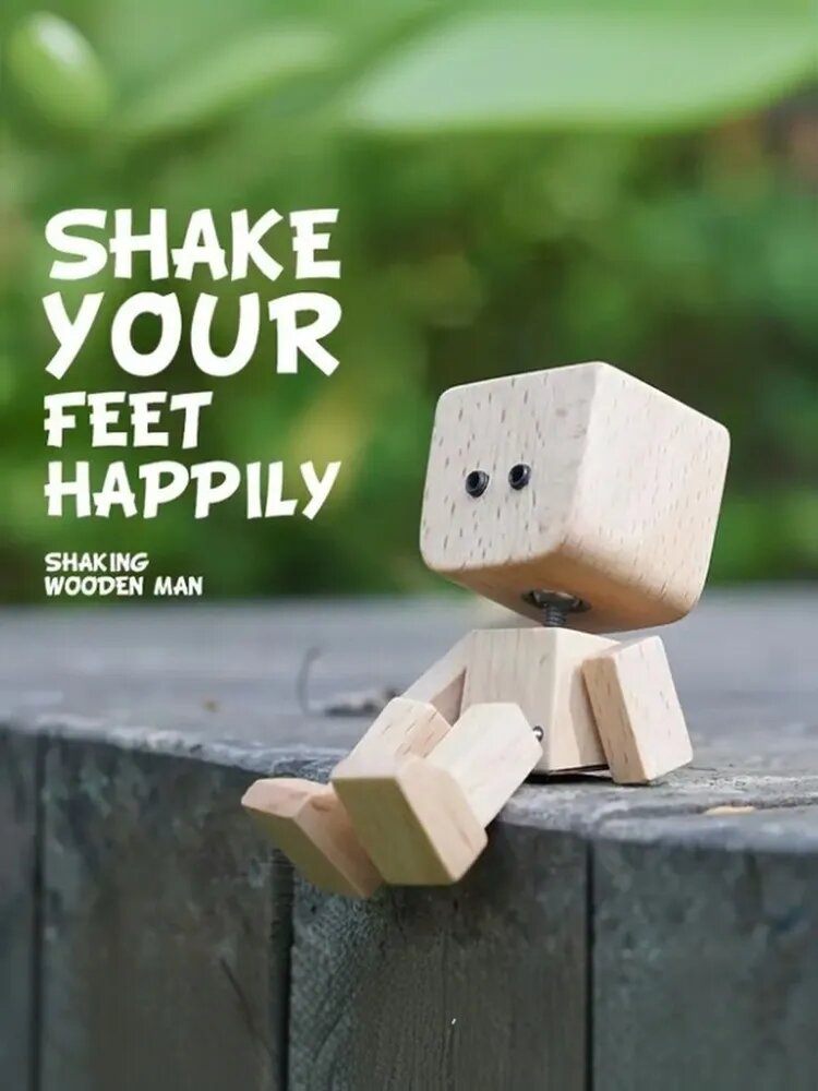 Забавный деревянный человечек-качалка дергающаяся ножка , современный минималистичный настольный декор, набор для творчества с 12 аксессуарами, антистресс-игрушка или оригинальный подарок