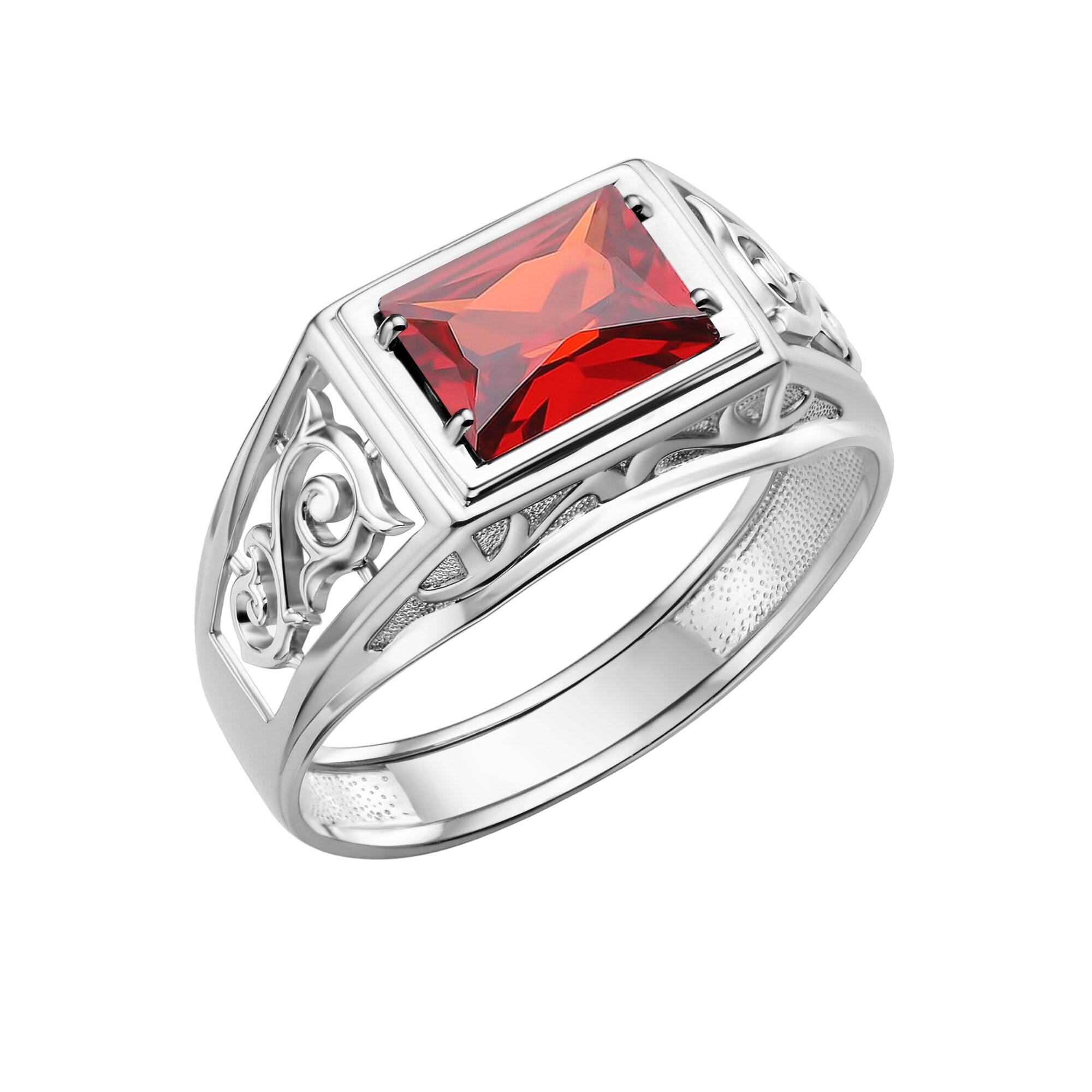Кольцо, серебро, 925 проба, родирование, гранат