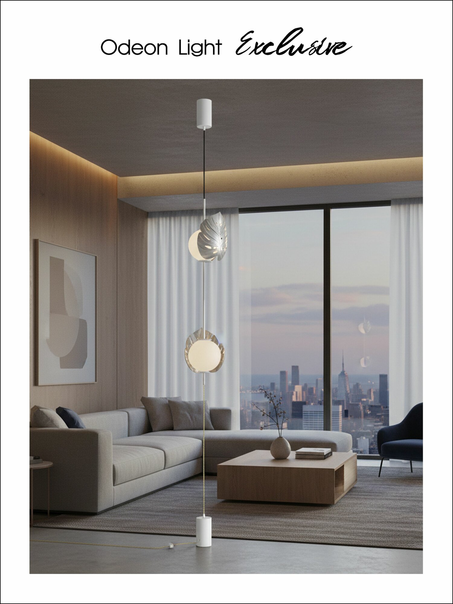 Торшер с выключателем натяжной Odeon Light Exclusive 4865/2FC Jungle, E14, 2х40Вт, серебро