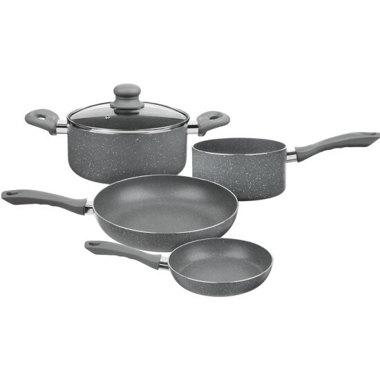 Набор посуды 5пр Satoshi , а/пр. покр. мрамор: кастрюля+крышка 2,8л, ковш 1,6л, сковорода 20,28см, инд (846-462)