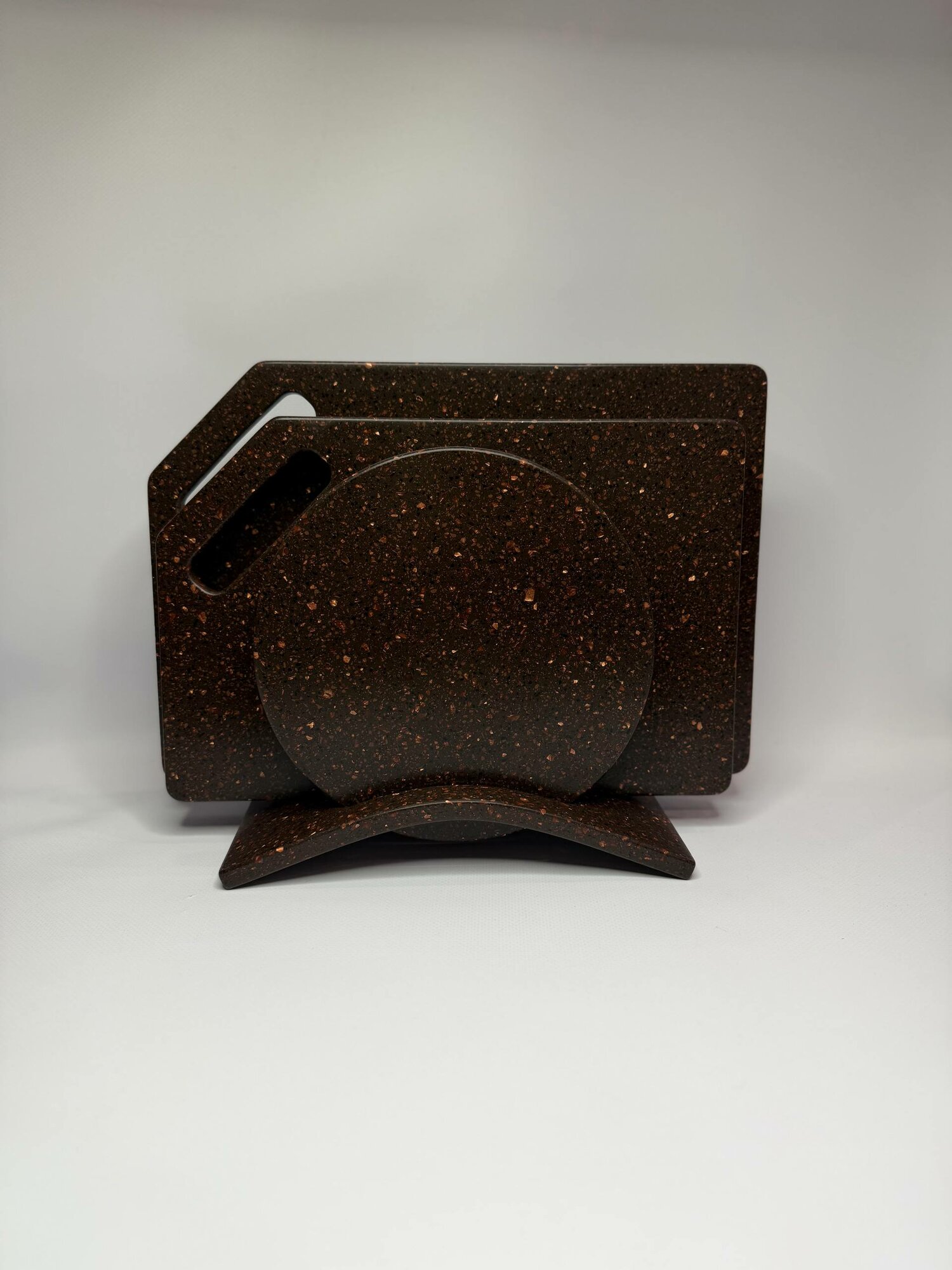 Набор разделочных досок Искусственный камень "вулкан", фигурный, чёрный, коричневый, 24x35 см, 3шт