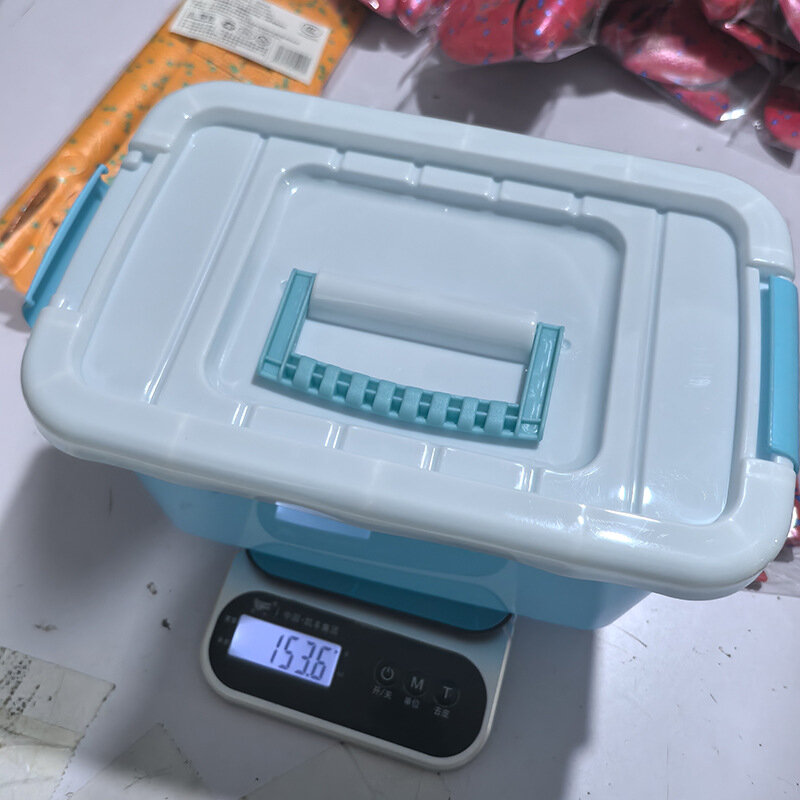 Контейнер для гель-капсул стирки - голубой-белый, габариты 29x18x15,5 см, вмещает 80 капсул, прозрачный органайзер