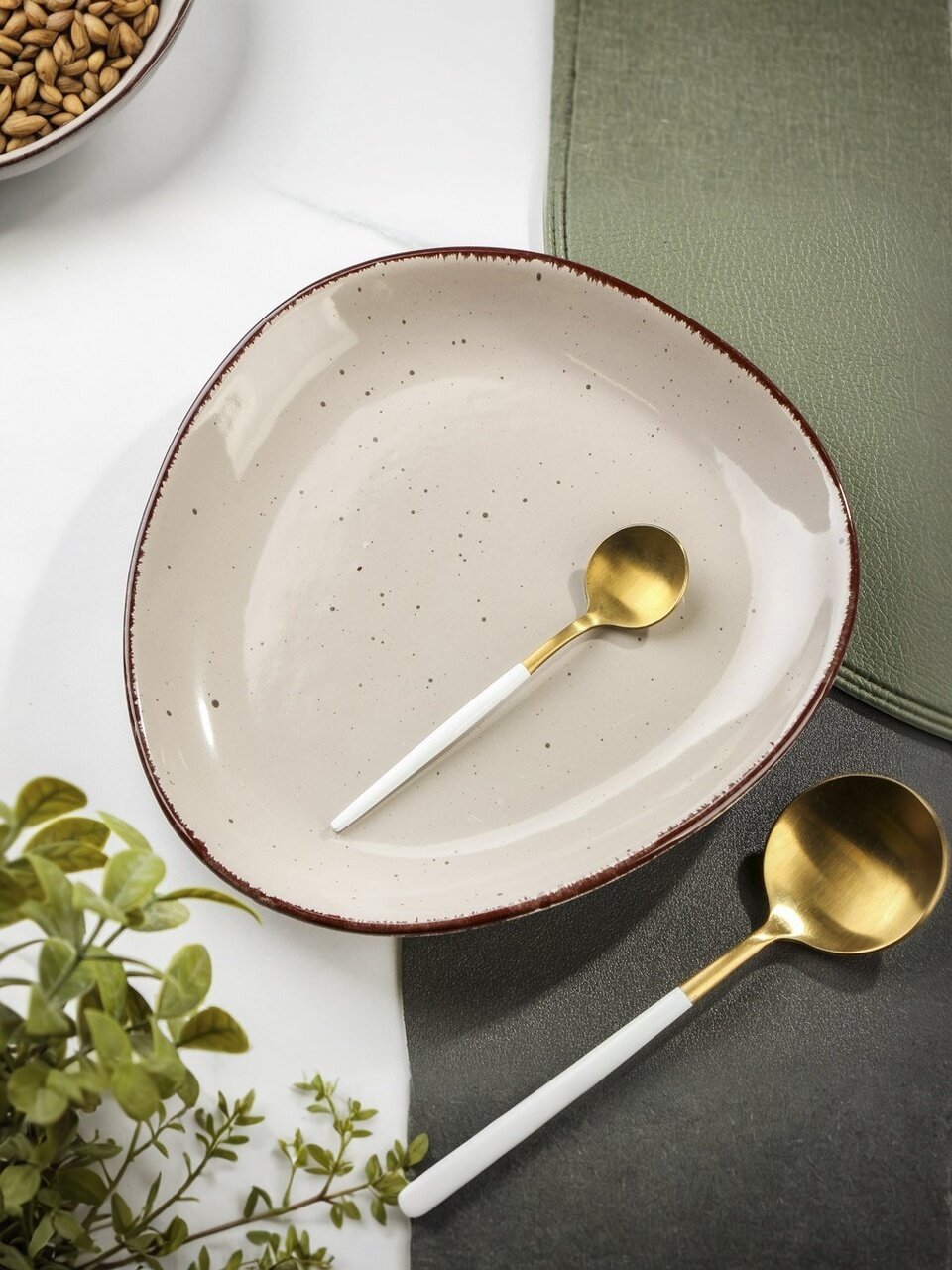 Daniks Тарелка десертная керамическая, 23 см, капучино, Pollen