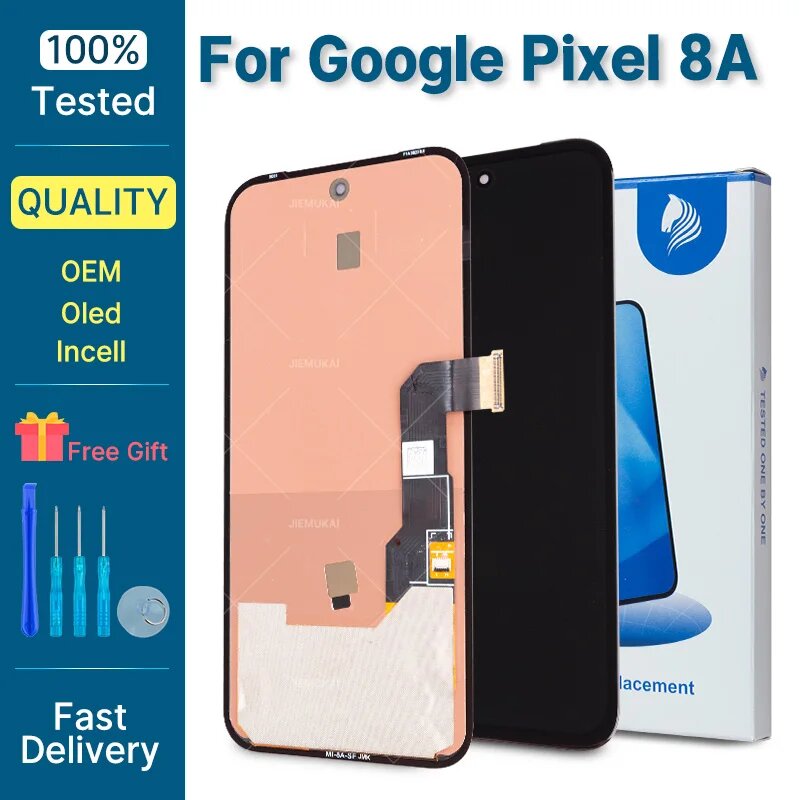 Google Pixel 8A OLED дисплей с рамкой, в сборе