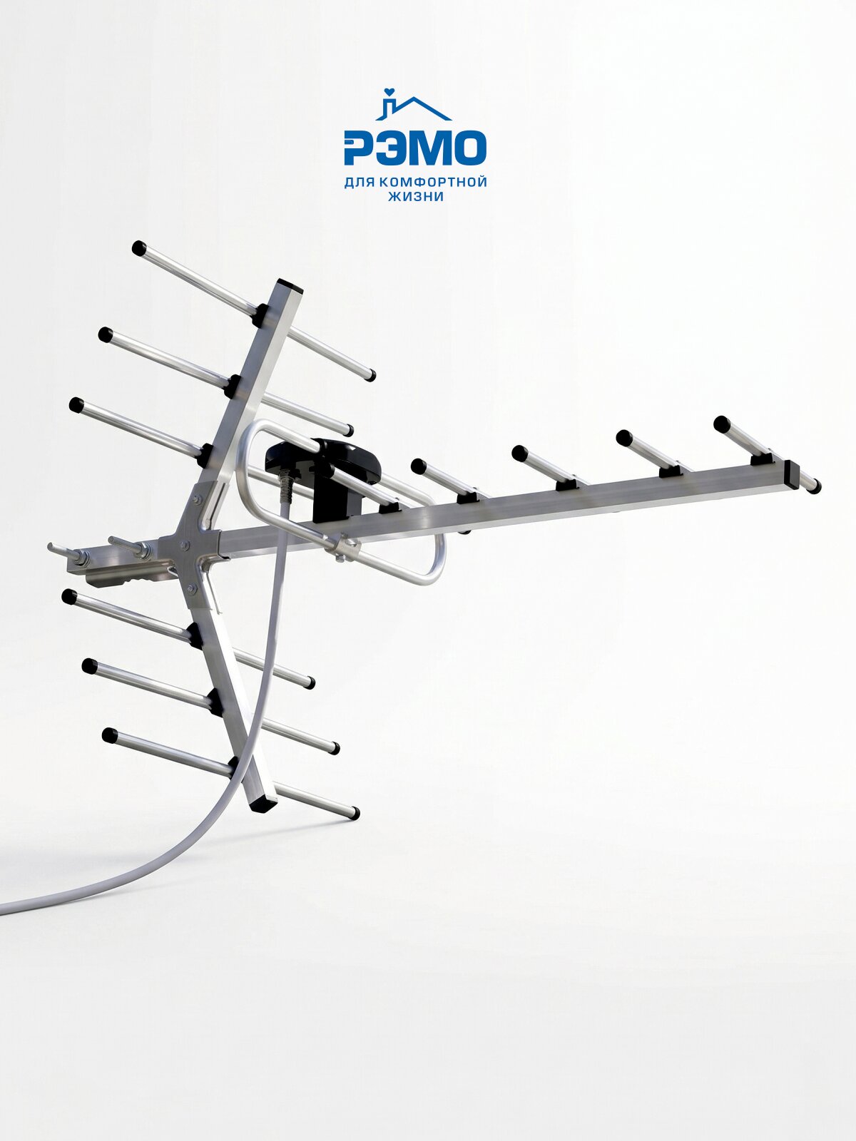 Антенна ТВ уличная РЭМО Свияга (BAS-1147-USB) активная, с усилителем 34 дБи, для цифрового ТВ DVB-T2, питание от USB