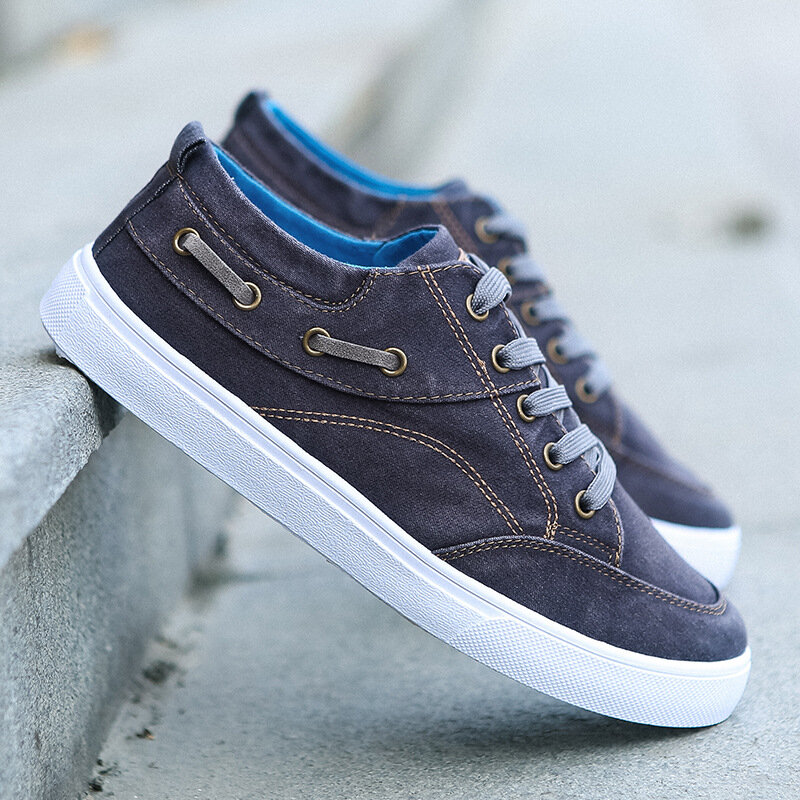 LUO Обувь мужская Летняя для студентов Канвас обувь комфортная/Grey