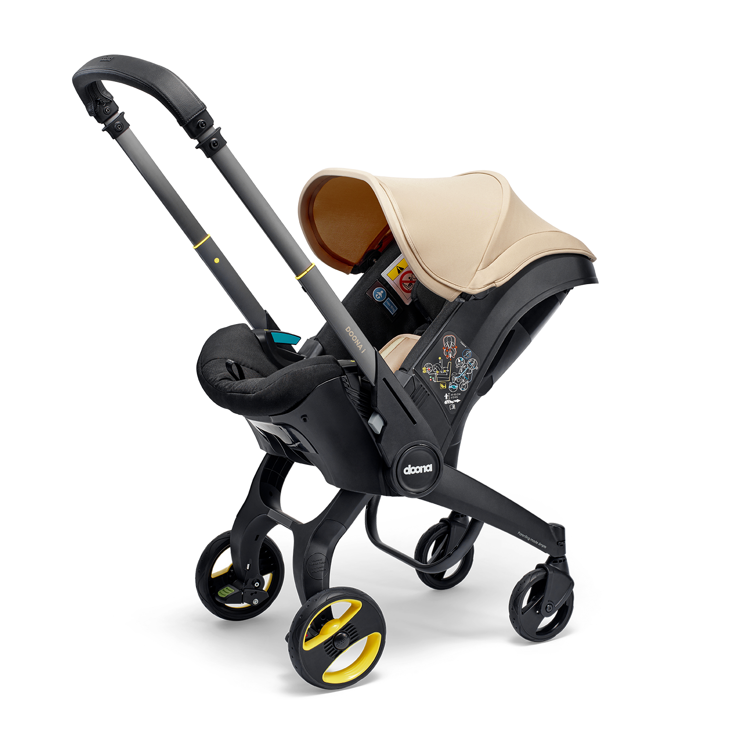 Коляска-автокресло 0+ Doona i, автолюлька для новорожденных с колесами до 13 кг, Sahara Sand