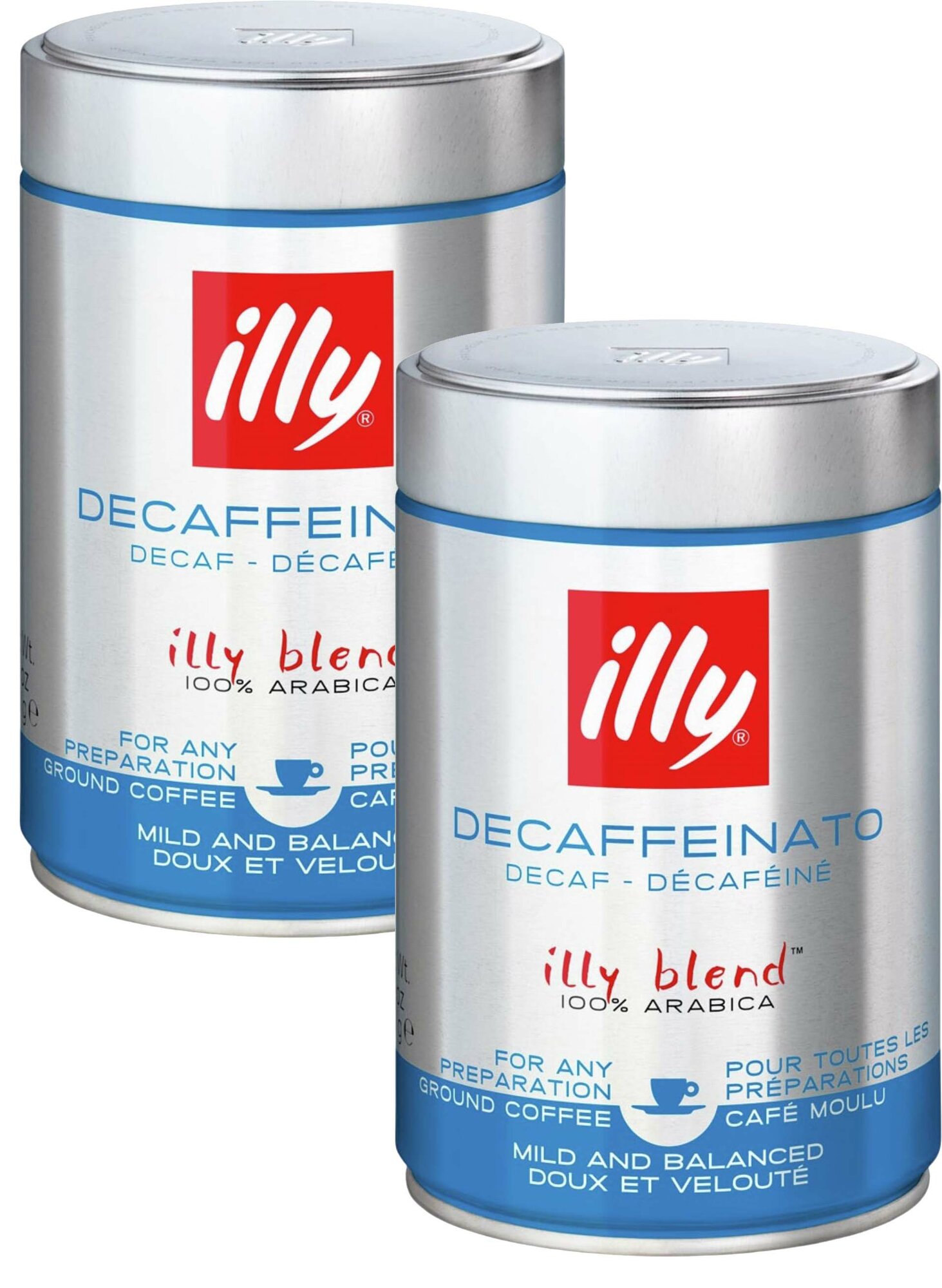 Кофе молотый без кофеина ILLY Decaffeinato (Италия) 250 гр. х 2 шт.