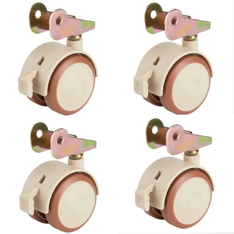 Мебельное колесо для детской кровати, бежевые колесики с фиксатором, комплект 4 штуки
