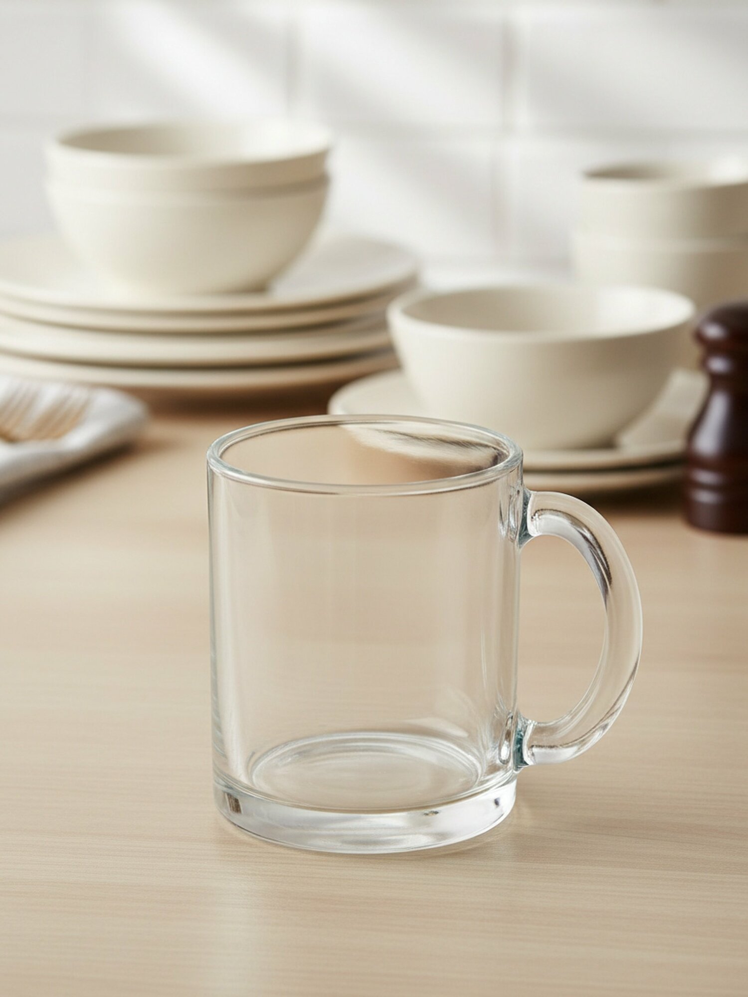 Кружка стеклянная ОСЗ Чайная 300 мл, прозрачная чашка для чая и кофе, подходит для микроволновки и посудомоечной машины