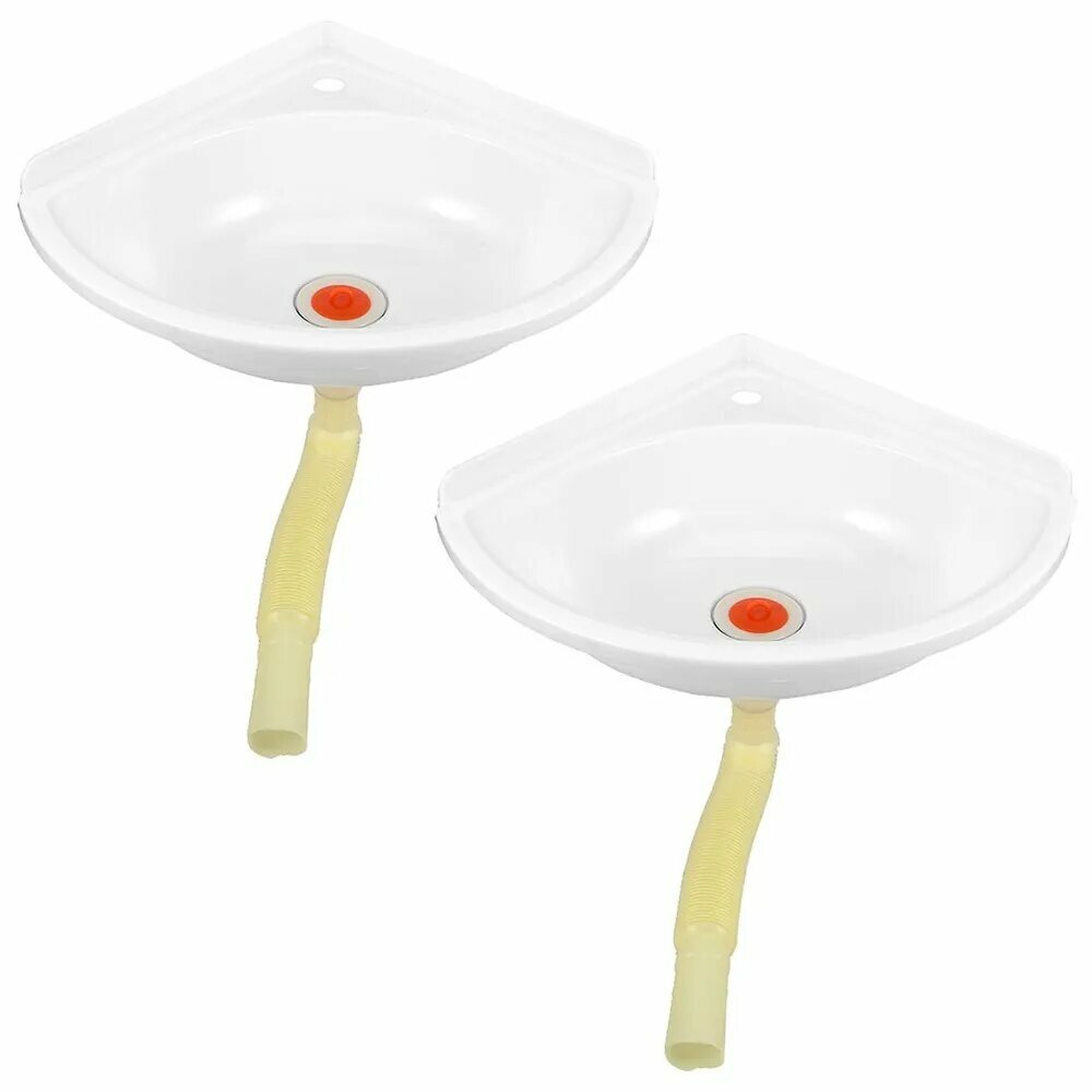 Белая угловая пластиковая раковина навесная для маленьких ванных и балконов