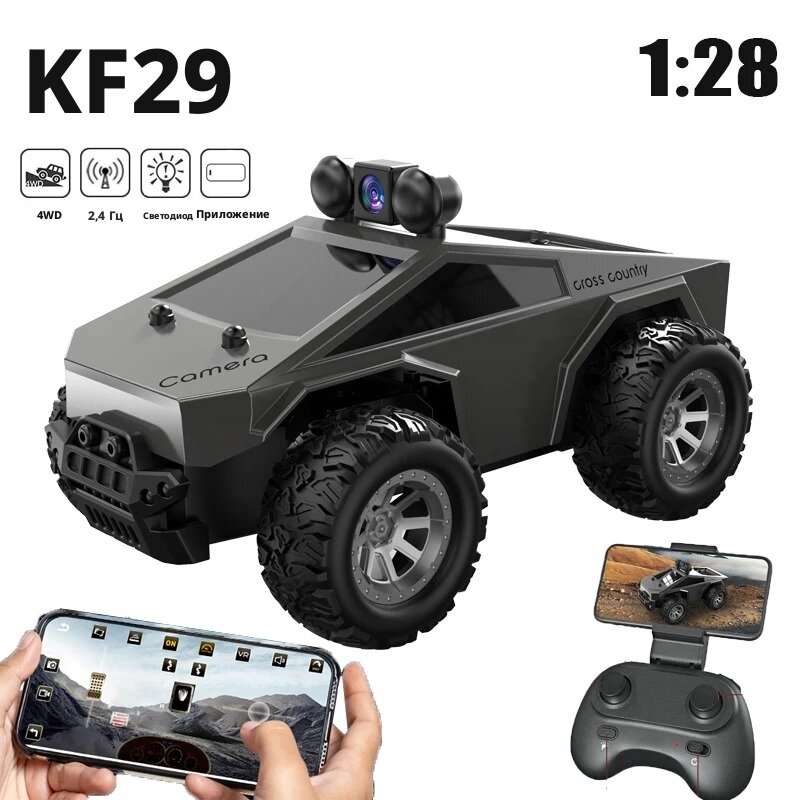 Радиоуправляемая машинка KF29 с камерой, высокоскоростная машинка с управлением через Wi-Fi и приложением, масштаб 1:28, 2,4 ГГц, внедорожник, игрушечная машинка для лазания, электромобиль.