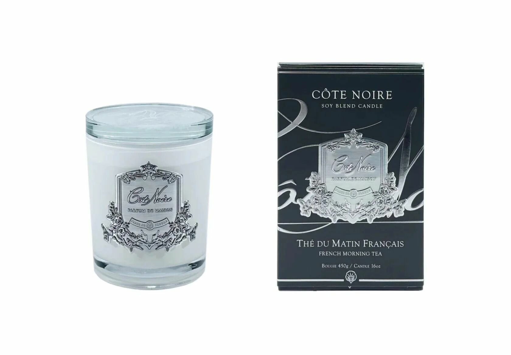 Свеча COTE NOIRE THE DU MATIN 450 гр , соевый воск, время горения 100 ч