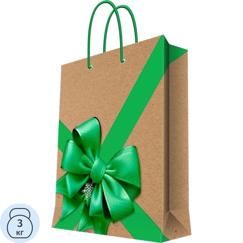 Пакет бумажный крафт 26x33x10см арт.93577FE НГ