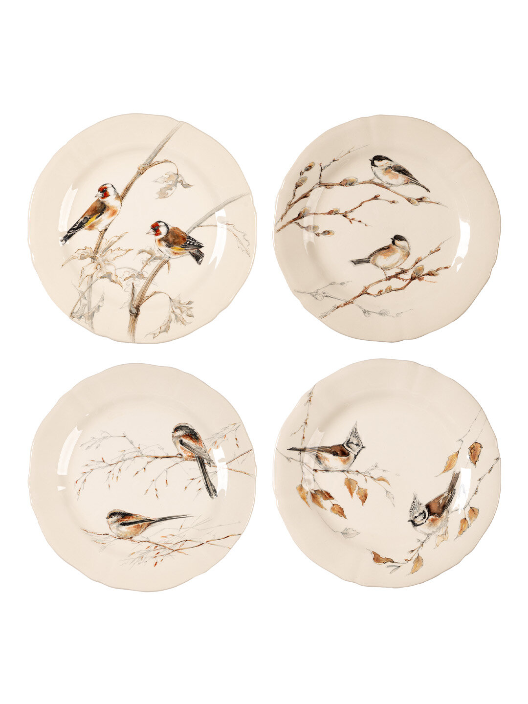 Набор тарелок десертных Gien Oiseaux Foret, 23 см, фаянс, 4 шт.