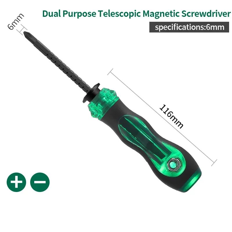 Телескопическая магнитная отвертка-крестик из высокоуглеродистой стали 6mm 1pcs1