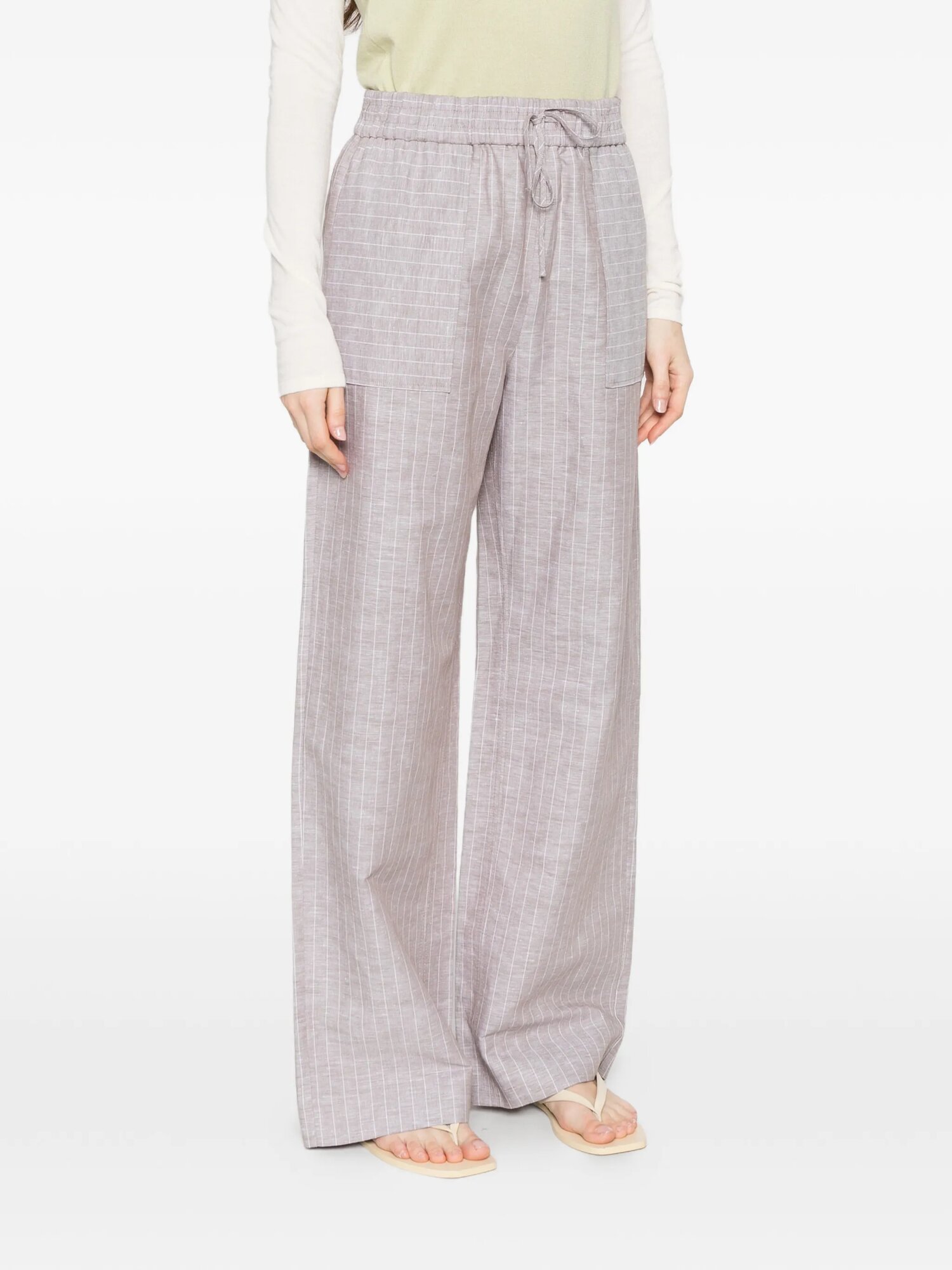 Брюки палаццо Max Mara Drawstring striped palazzo pants, размер 46, разноцветный — фото 1