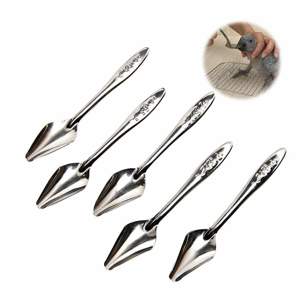 Ложки-кормушки для птиц из нержавеющей стали, совки для кормления попугаев