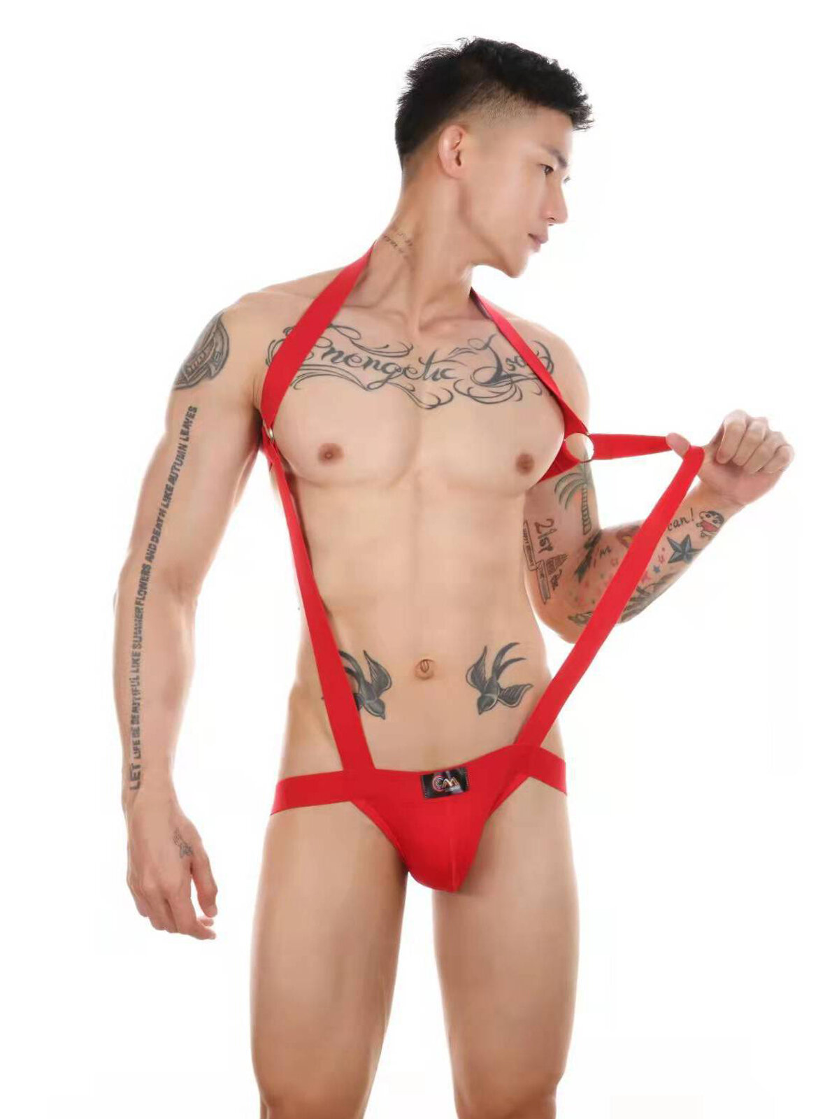 Трусы-подтяжки "Трусики", мужские, красные, 94% хлопок + 5% спандекс