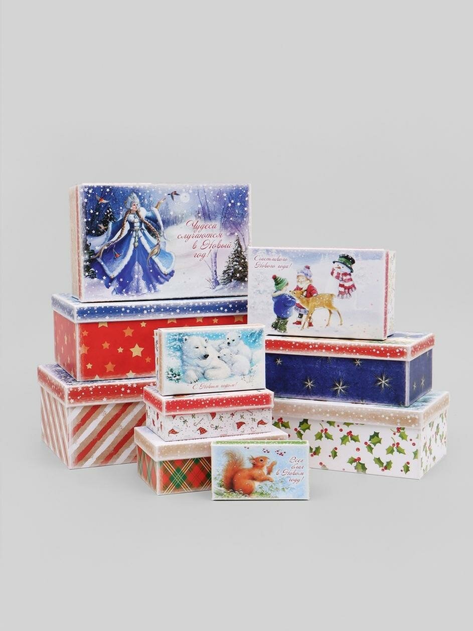 Набор подарочных коробок 10 в 1 «Сказочного Нового года», 30×19×11.5 - 12×6.5×4 см