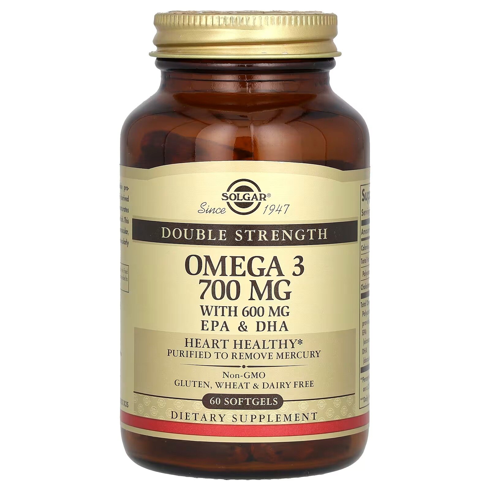 Solgar Omega-3 Double Strength, 700 мг, 60 Softgels, Омега 3 двойной концентрации