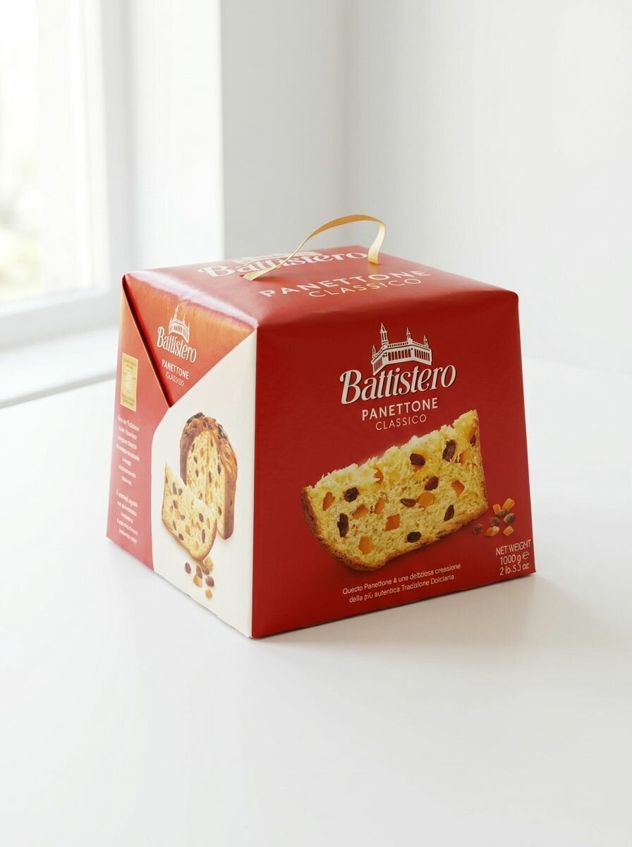 Итальянский классический Панеттоне(Кулич) Battistero с изюмом и цукатами на сливочном масле, 1000 гр.