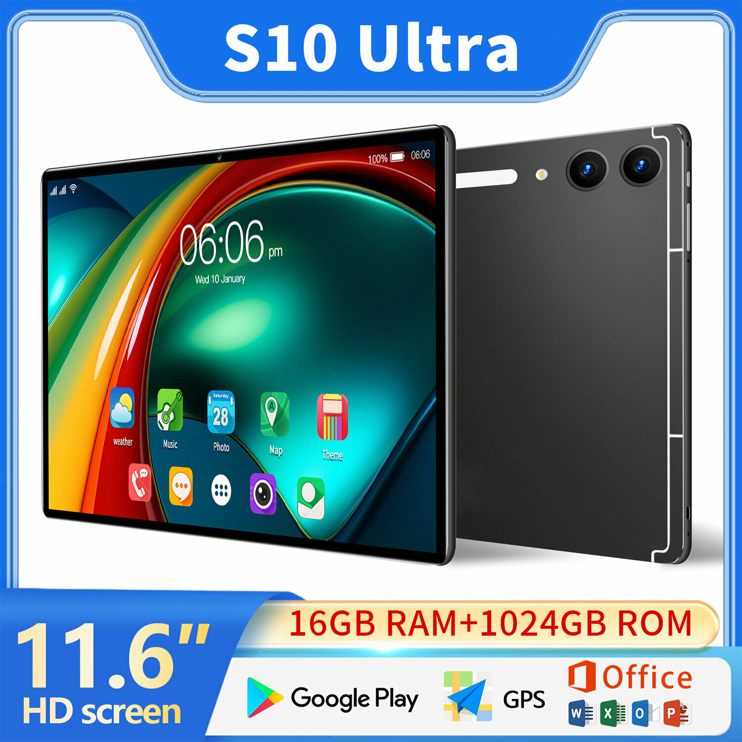 Игровой планшет S10 Ultra, 16GB/1TB, с клавиатурой, 5G, 4G, Wi-Fi,