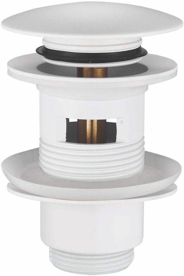 Донный клапан для раковины Rose RS01C с переливом, белый