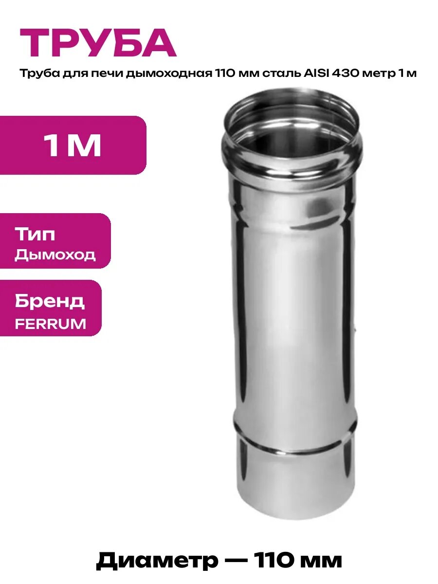 Дымоход стальной 110 мм из нержавеющей стали толщина 0.8 мм