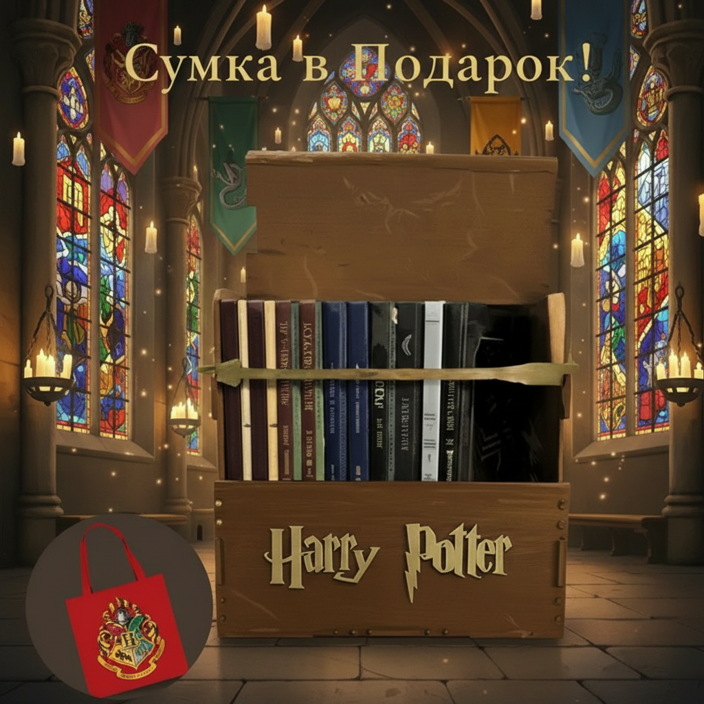 «Гарри Поттер»: 10 учебников Хогвартса в деревянном сундуке + Сумка в Подарок